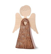 Wooden Bark Angel With Golden Wings| Hi Kent